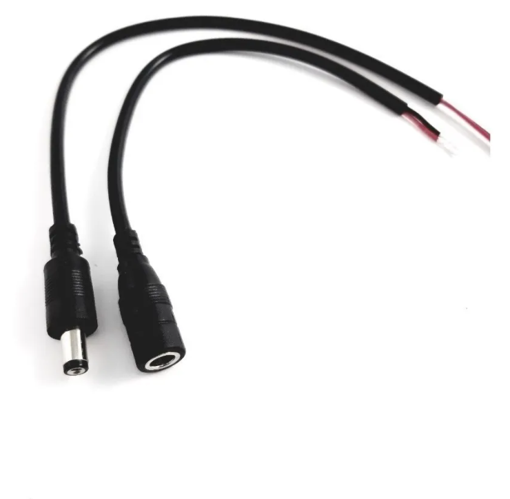 Plug y Jack para tira de Led 20cm negro