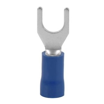 Terminal tipo U 1/4", calibre 14 - 16, con aislante azul